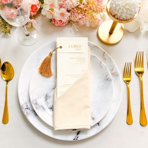 Personalised Paper Menu Custom White Menu, White and Gold Menu ...