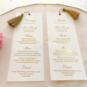 White and Gold Wedding Menu - Custom Paper Menu, Personalized Favors ...