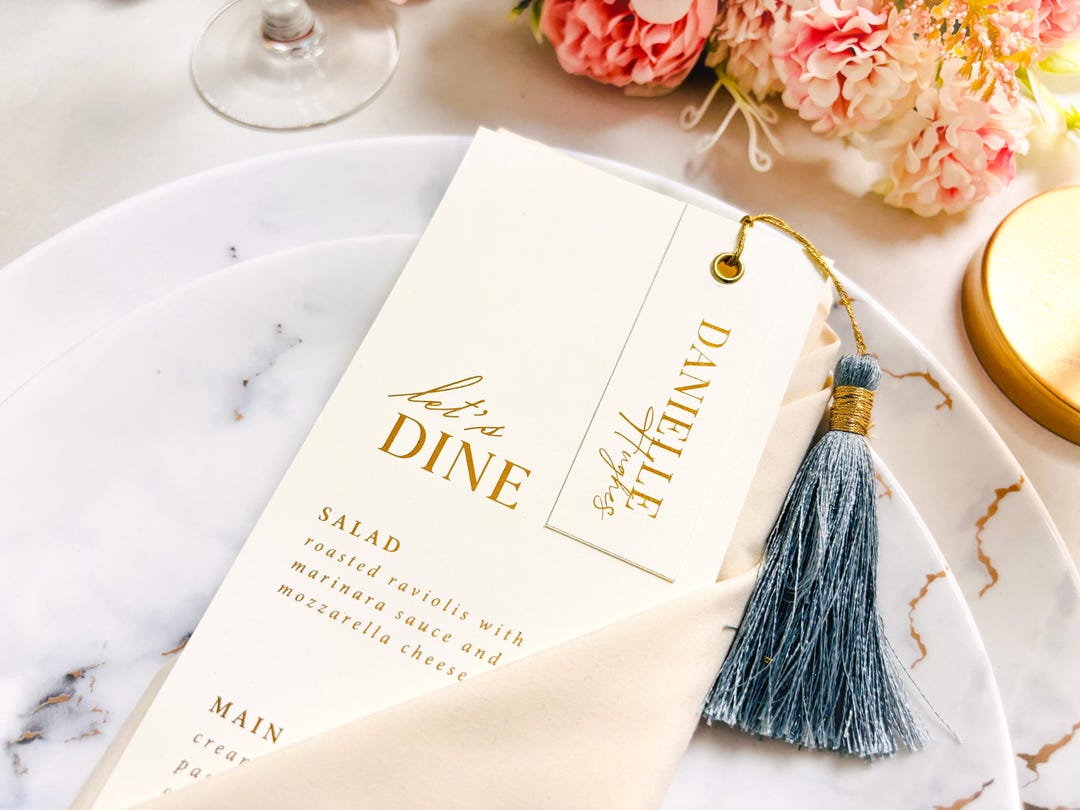 Custom Wedding Menu With Placecards - Wedding Menu for Guests ...