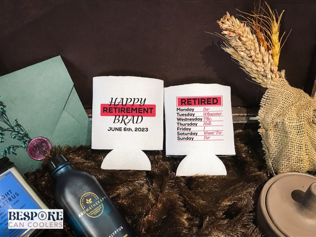 Happy Retirement - Custom Retirement Can Cooler, Retirement Party Favor ...