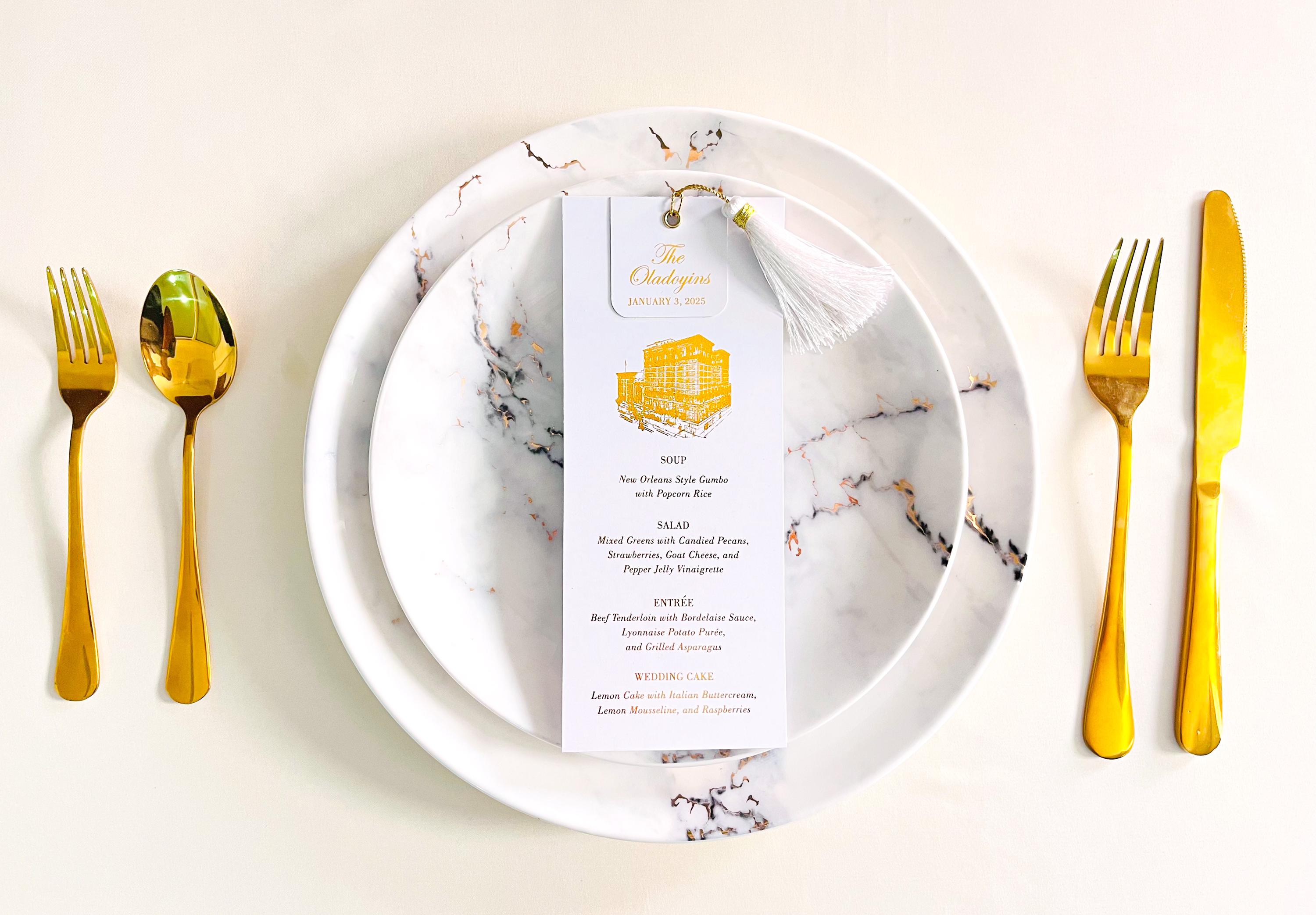 Venue Illustration Menu - Custom Wedding Menu, Menu Favors ...