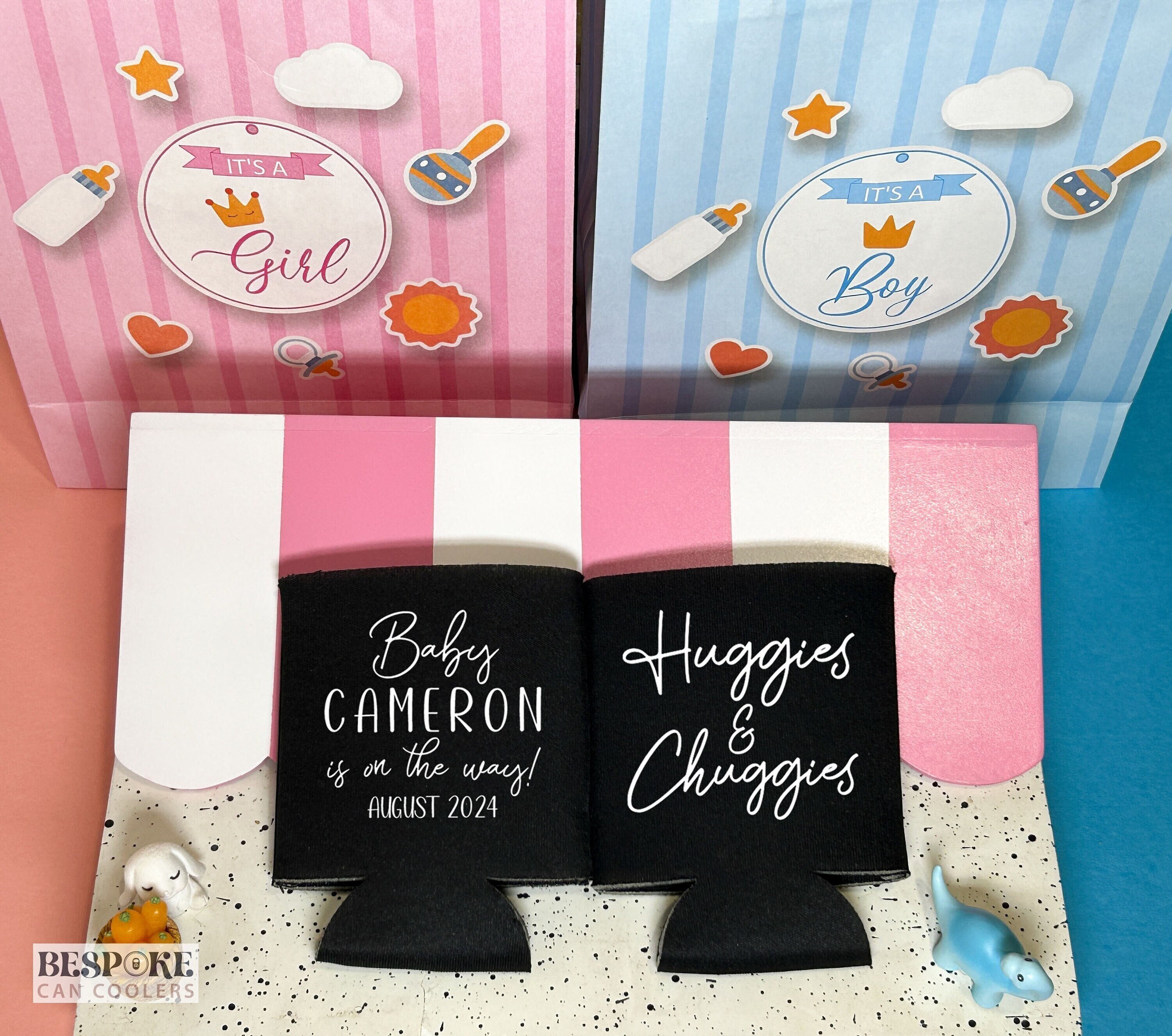 Huggies and Chuggies - Funny Baby Shower Favor, Baby Shower Can Coolers ...