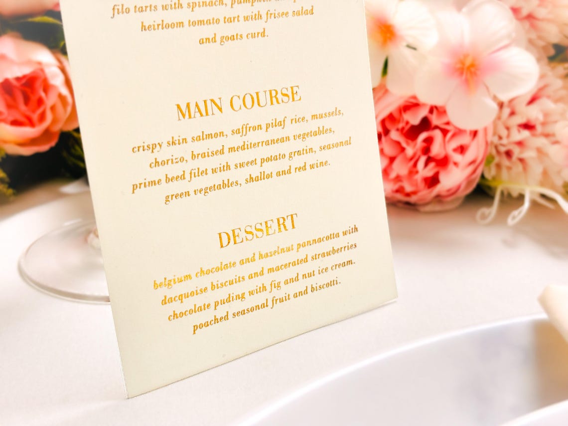 Premium Paper Wedding Menu - Personalised Menu, Menu With Placecards ...