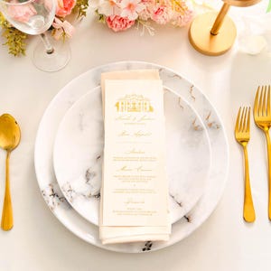 Wedding Venue on Menu - Gold Foil Menu, Paper Menu, Personalised ...