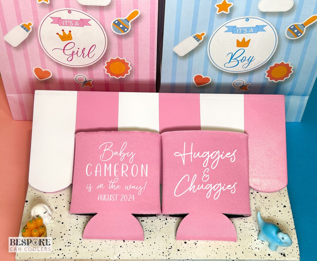 Huggies and Chuggies - Funny Baby Shower Favor, Baby Shower Can Coolers ...