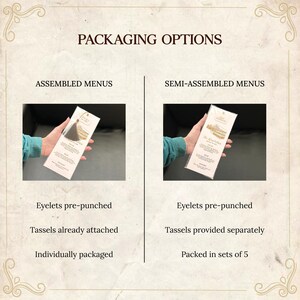 Menu With Namecard - Goil Foil Menu - Menu With Tassle, Customized ...