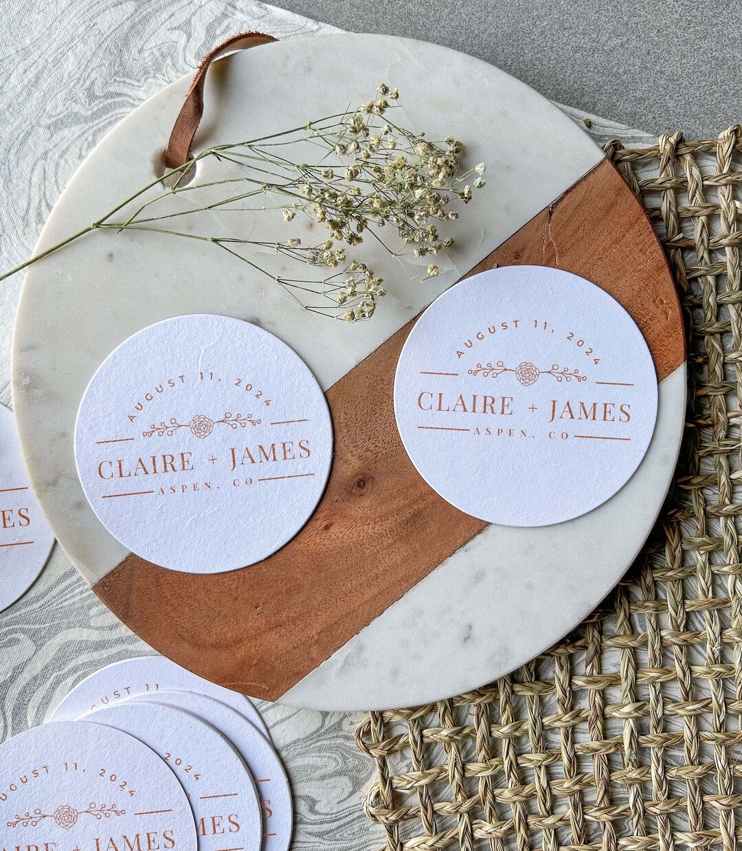 Wedding Coasters - Wedding Table Decor, Beverage Cover, Drink Coasters ...