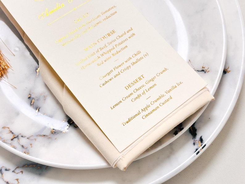 Personalized Wedding Menu With Name Card - Custom Wedding Menu, White ...