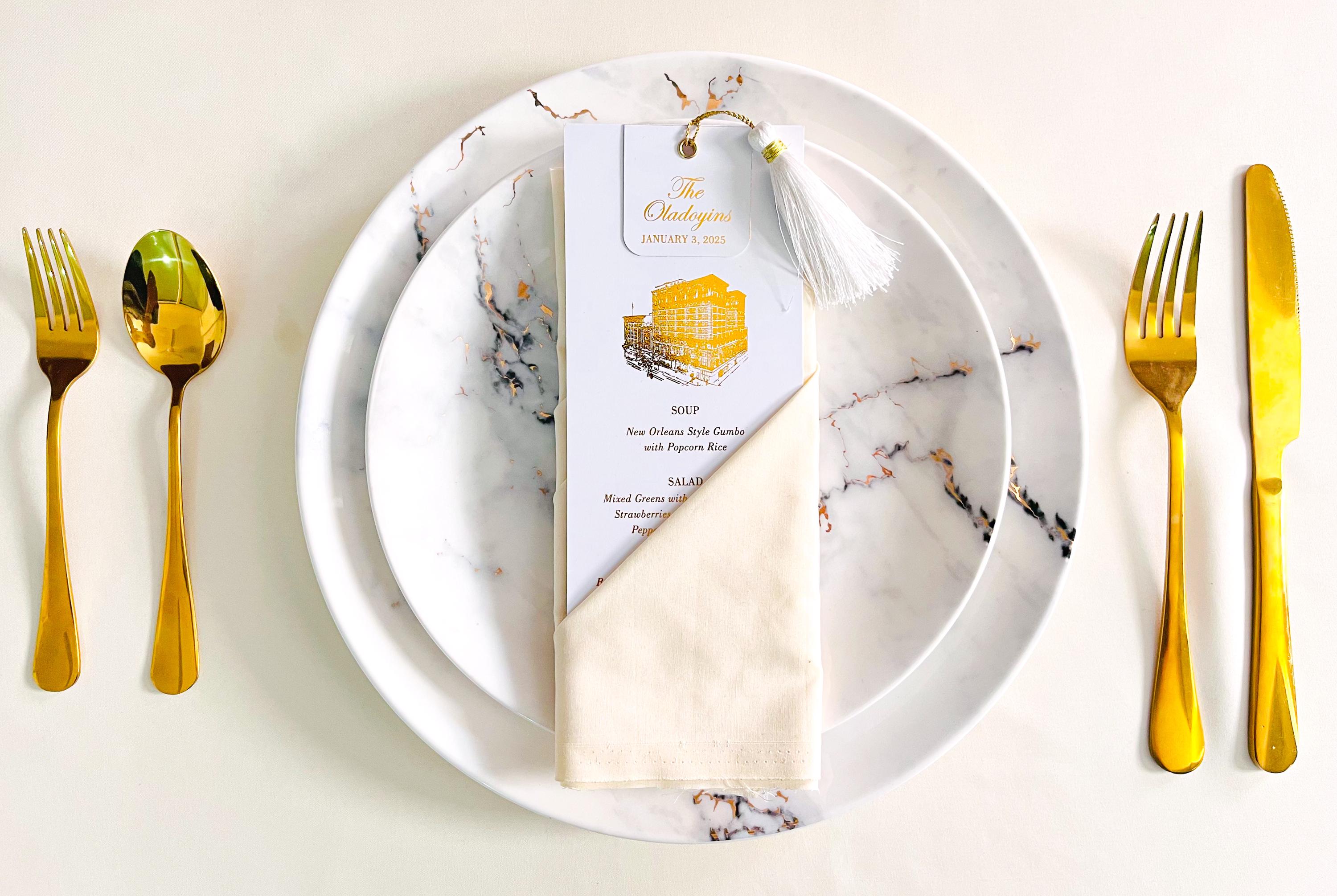 Venue Illustration Menu - Custom Wedding Menu, Menu Favors ...