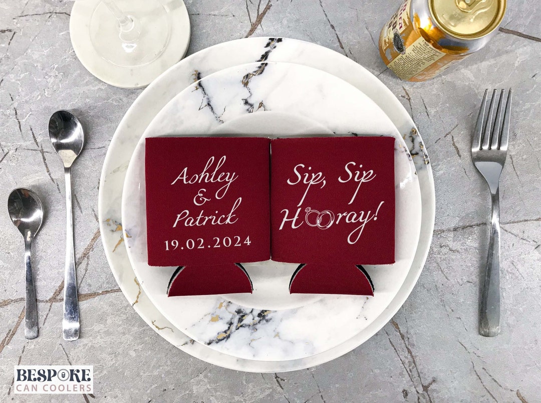 Sip Sip Hooray - Personalized Can Coolers, Wedding Can Coolers, Wedding ...