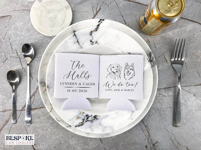 Personalized Pet Illustrations - Wedding Can Coolers, Custom Beer ...