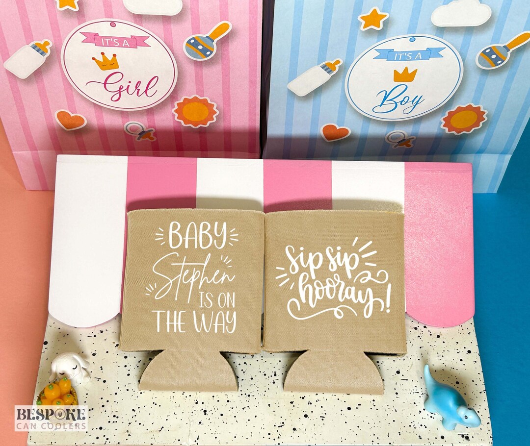 Sip Sip Hooray - Baby Shower Can Coolers, Personalised Coolers, Baby ...