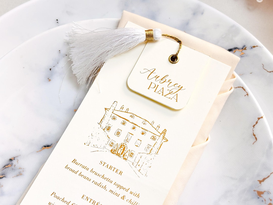 Custom Wedding Menu With Placecards - Wedding Menu, Goil Foil Menu ...