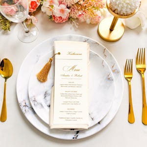 Personalized Wedding Menu With Name Card - Custom Wedding Menu, White ...