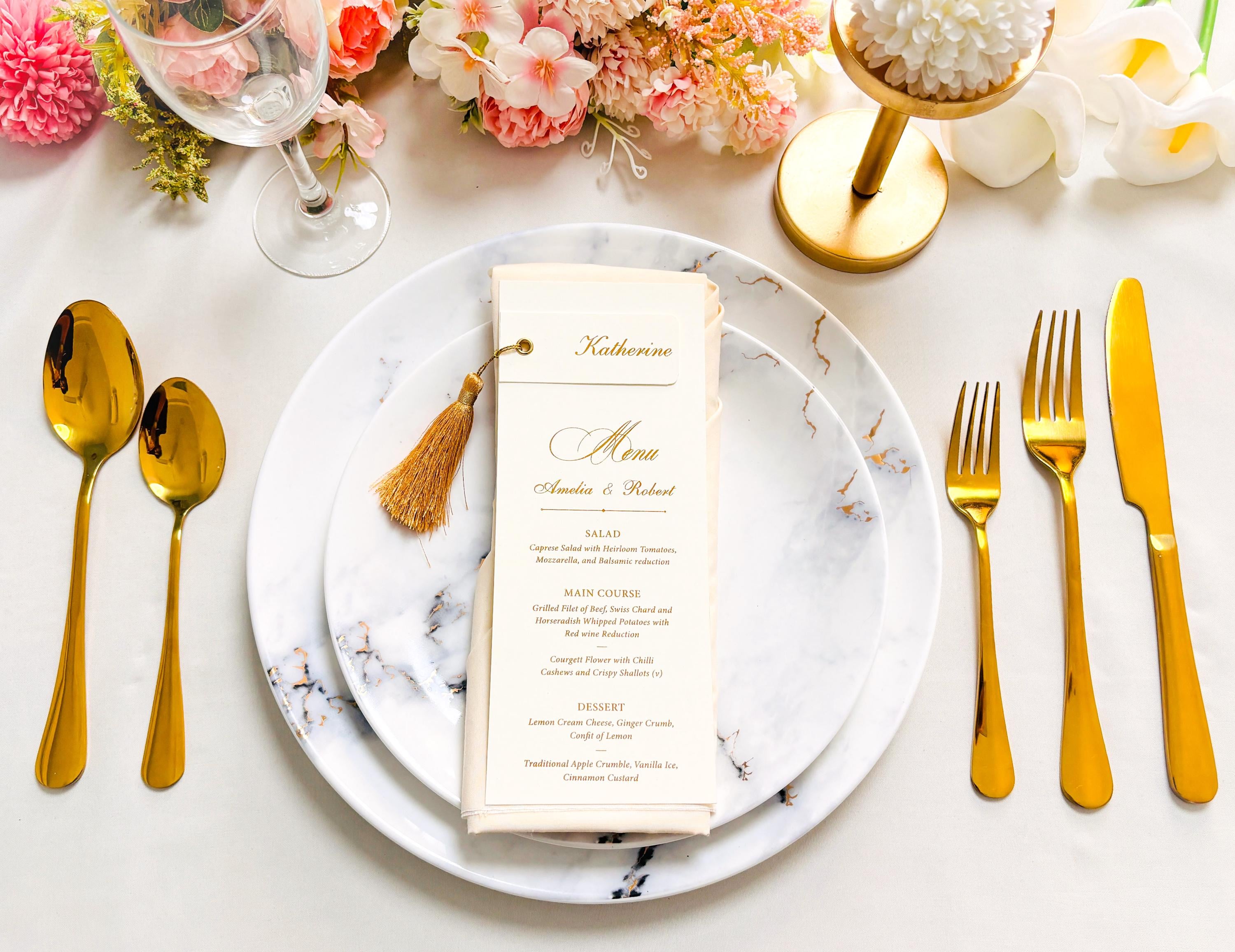 Personalized Wedding Menu With Name Card - Custom Wedding Menu, White ...