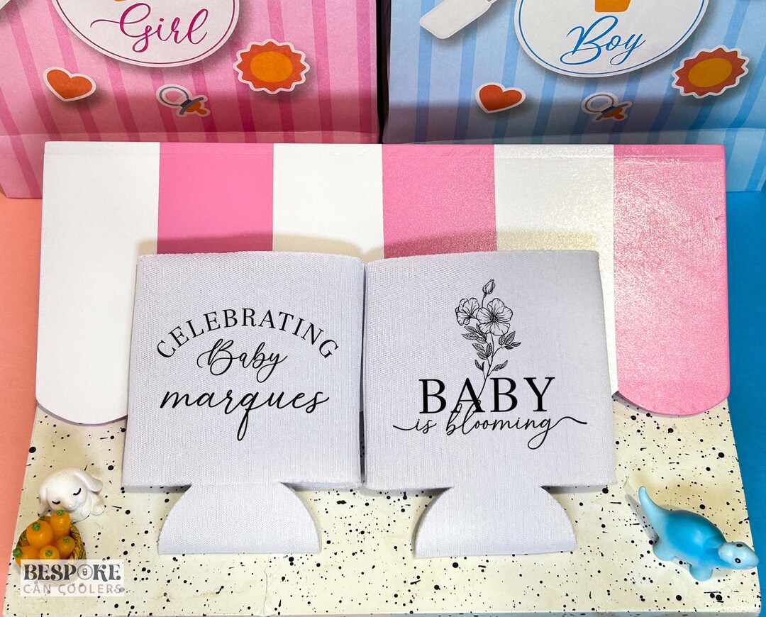 Baby is Blooming - Baby Shower Can Coolers, Personalised Baby Shower ...