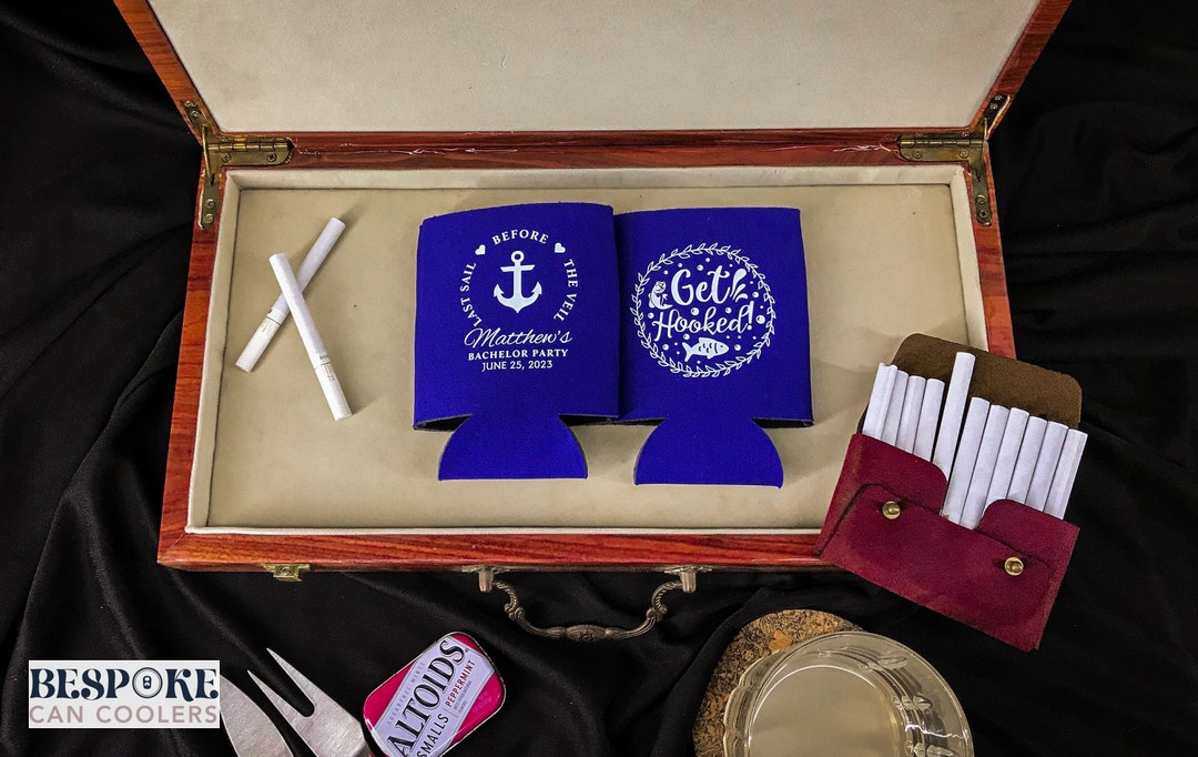 Personalized Nautical Can Coolers - Bachelor Can Cooler, Bachelor ...
