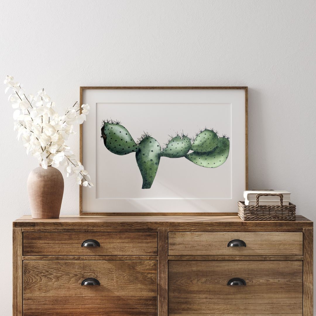 Prickly Pear Cactus Botanical Watercolor Art Print - Etsy