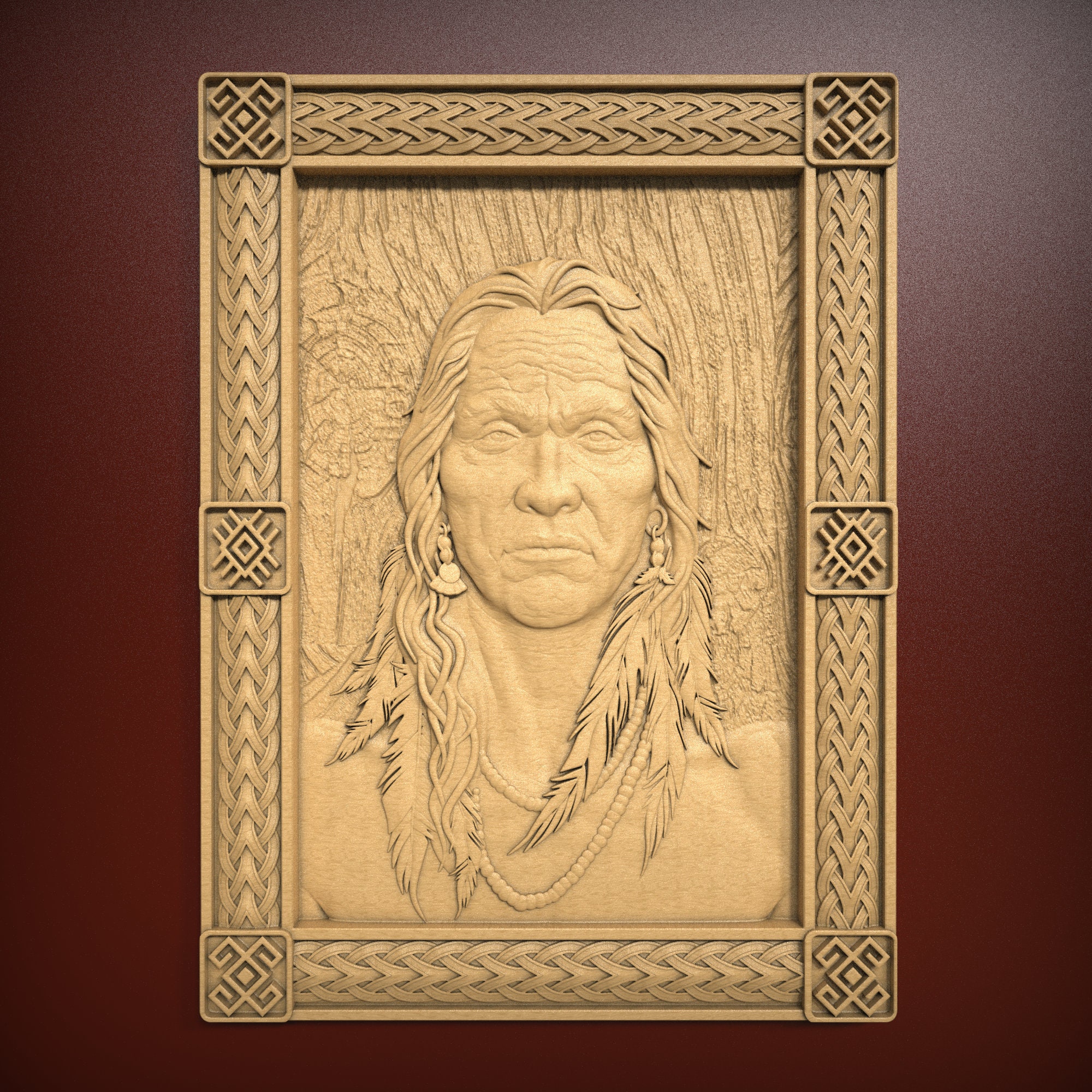Native American Man, STL Relief File for CNC Router Carving, Engraving ...