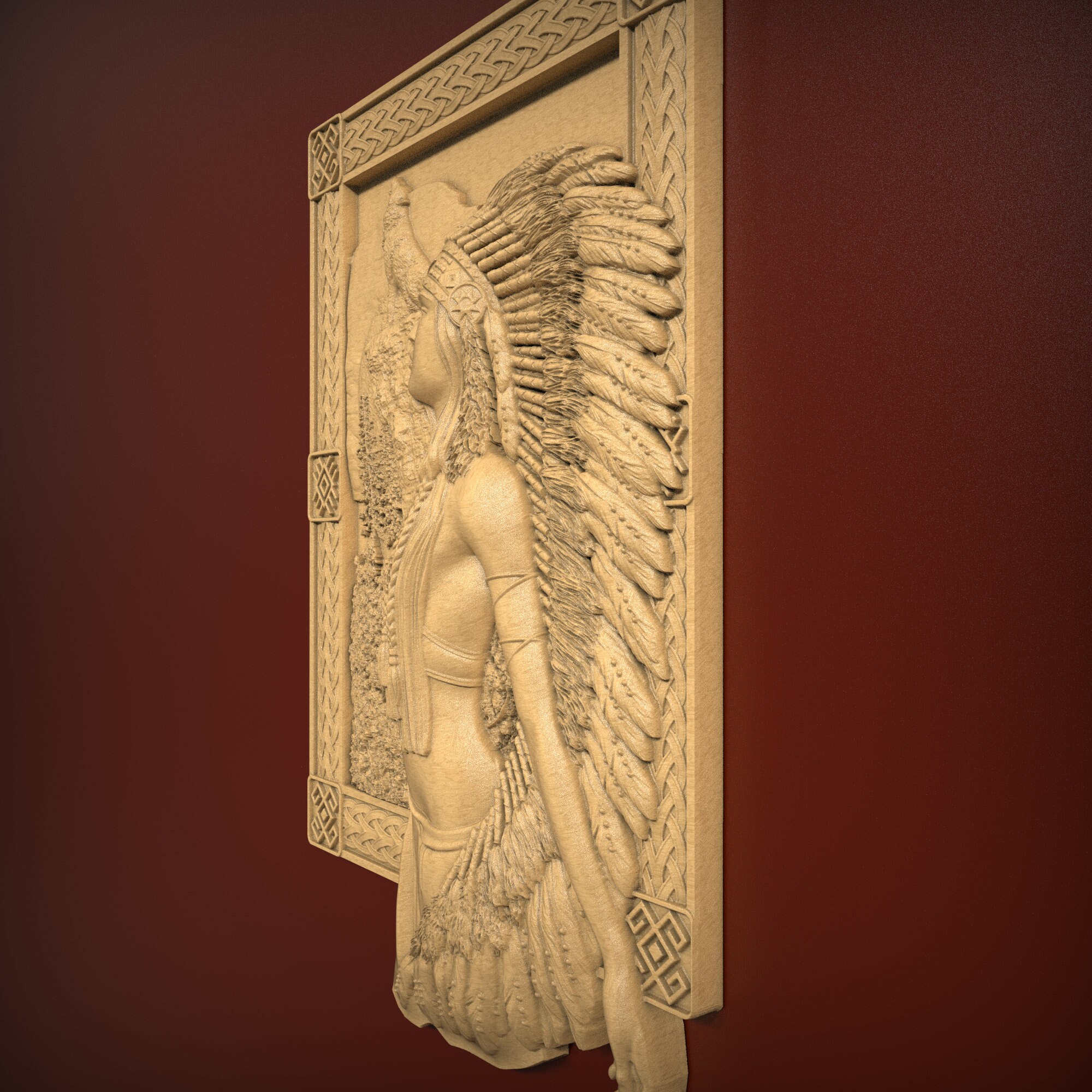 Native American Woman Wall Art, STL Relief File for CNC Router Carving ...