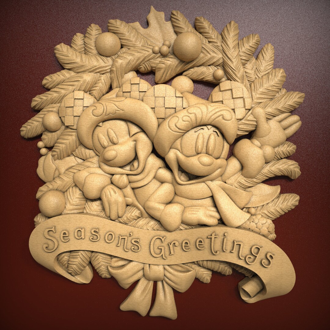 Season's Greetings Wall Art, 3D STL Relief File for CNC Router Carving ...