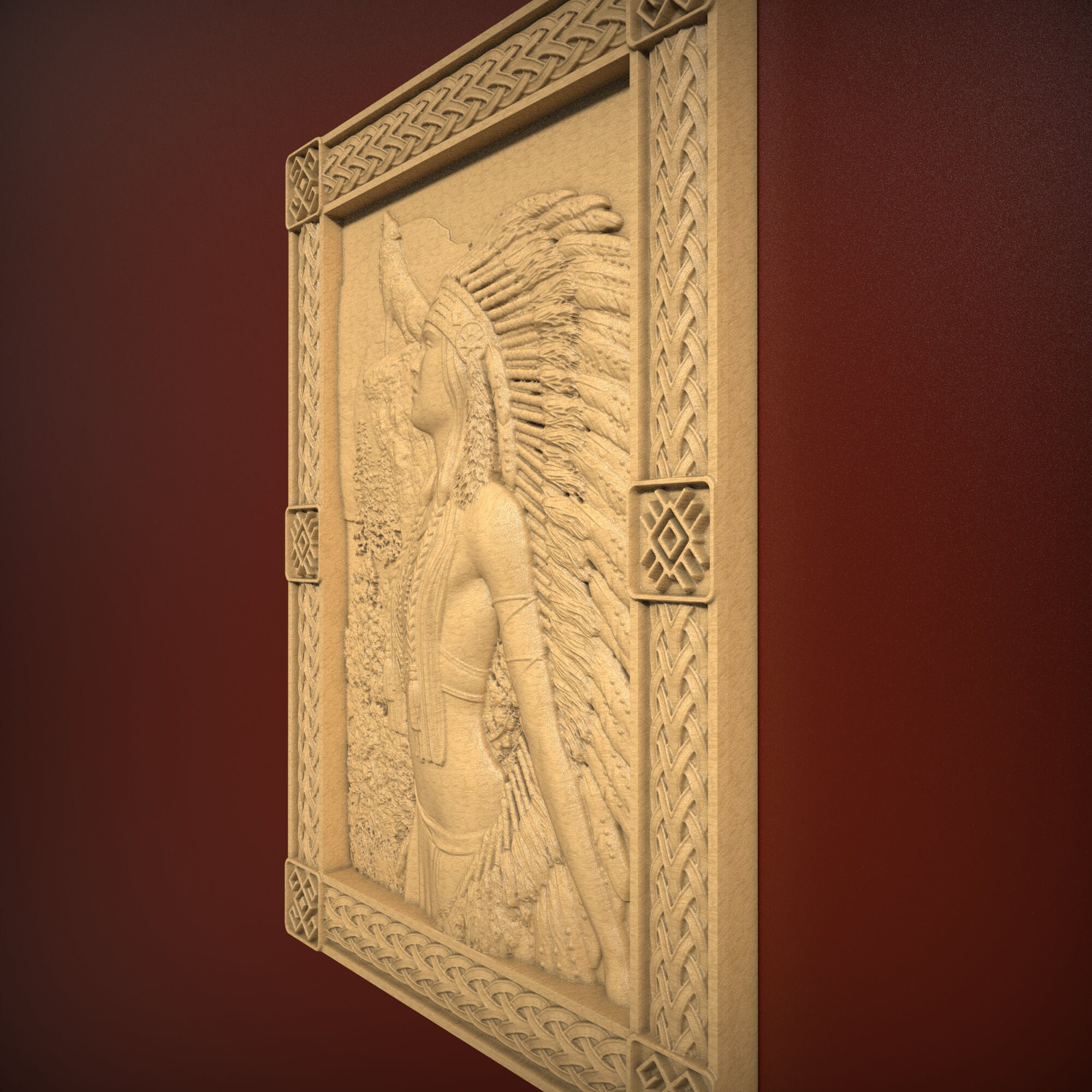 Native American Woman and Wolf, STL Relief File for CNC Router Carving ...