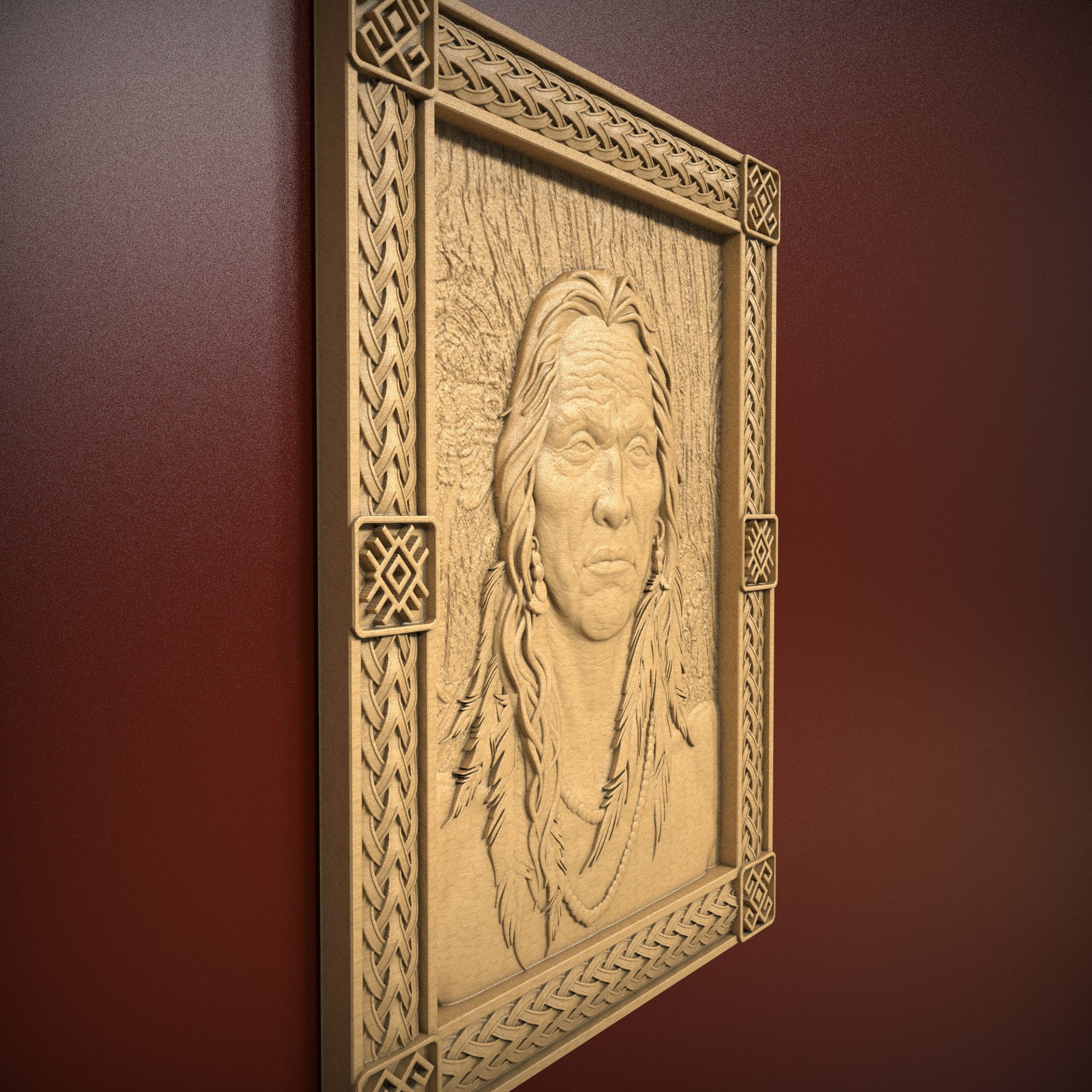 Native American Man, STL Relief File for CNC Router Carving, Engraving ...
