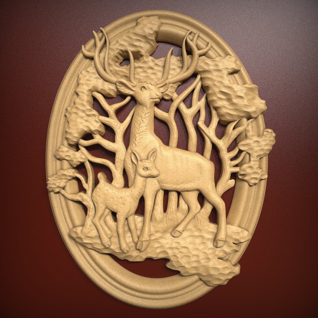 Deer in the Woods, STL Relief File for CNC Router Carving, Engraving - Etsy