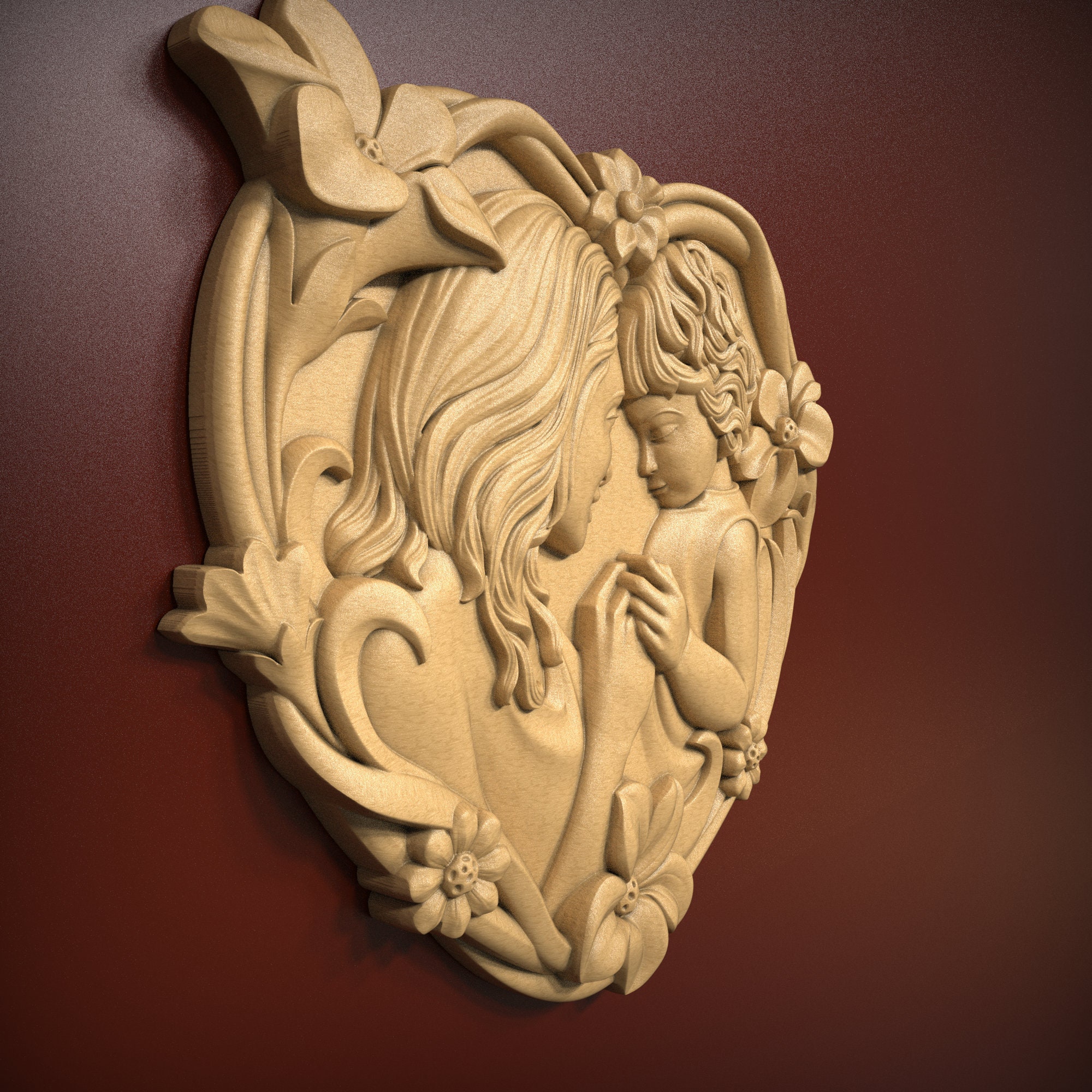 Mother and Daughter, STL Relief File for CNC Router Carving, Engraving ...