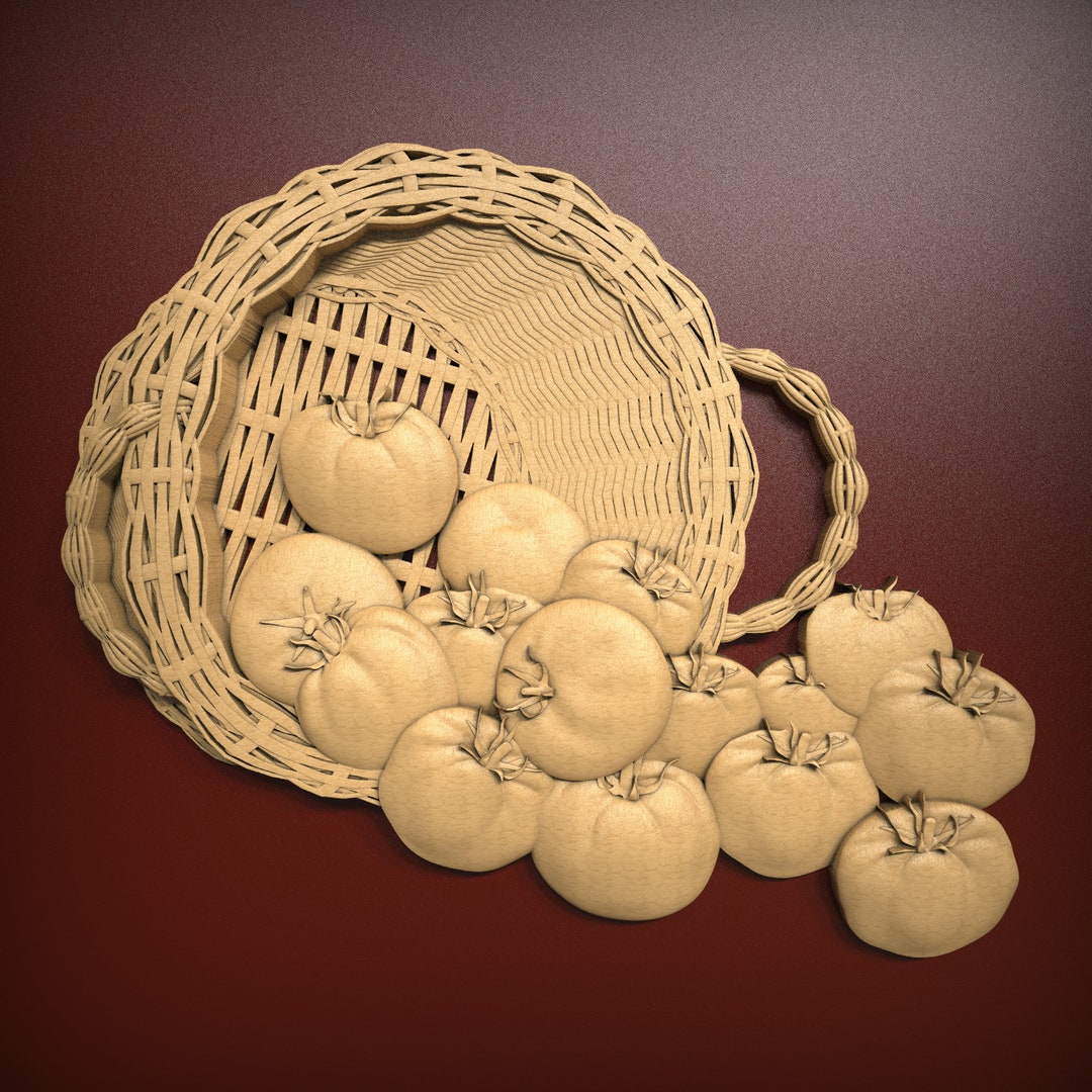 Basket of Tomatoes, STL Relief File for CNC Router Carving, Engraving ...