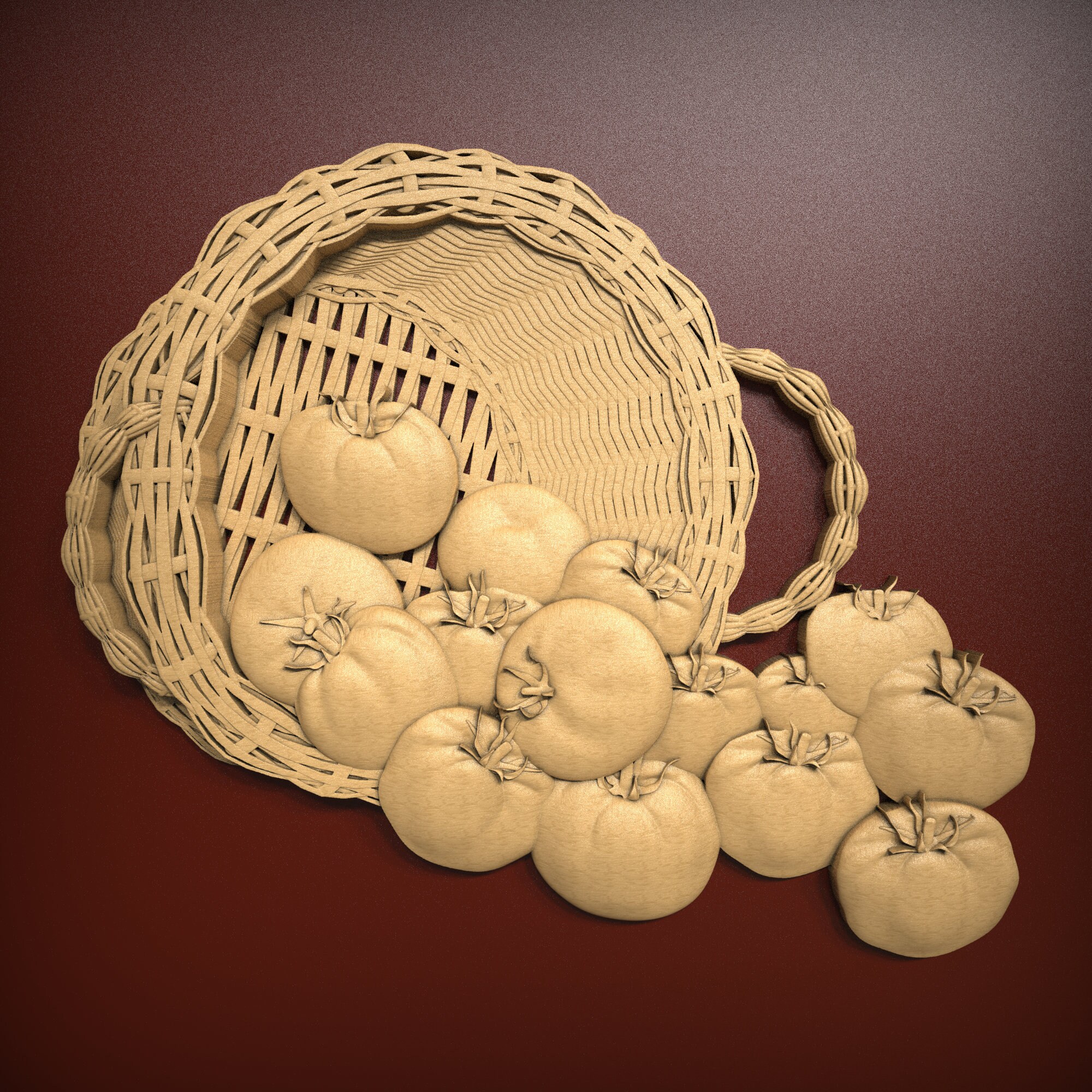Basket of Tomatoes, STL Relief File for CNC Router Carving, Engraving ...