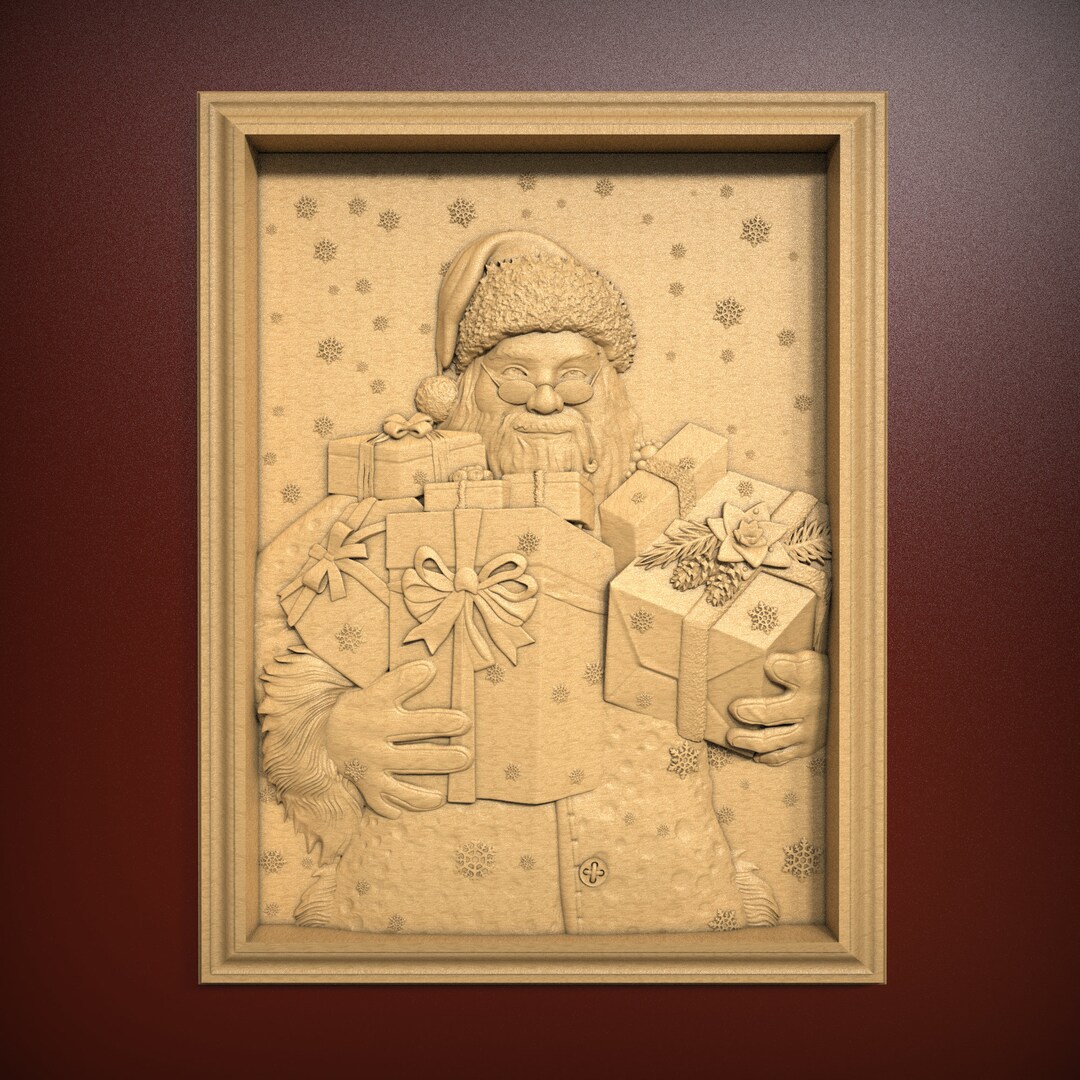 Santa With Presents, STL Relief File for CNC Router Carving, Engraving ...
