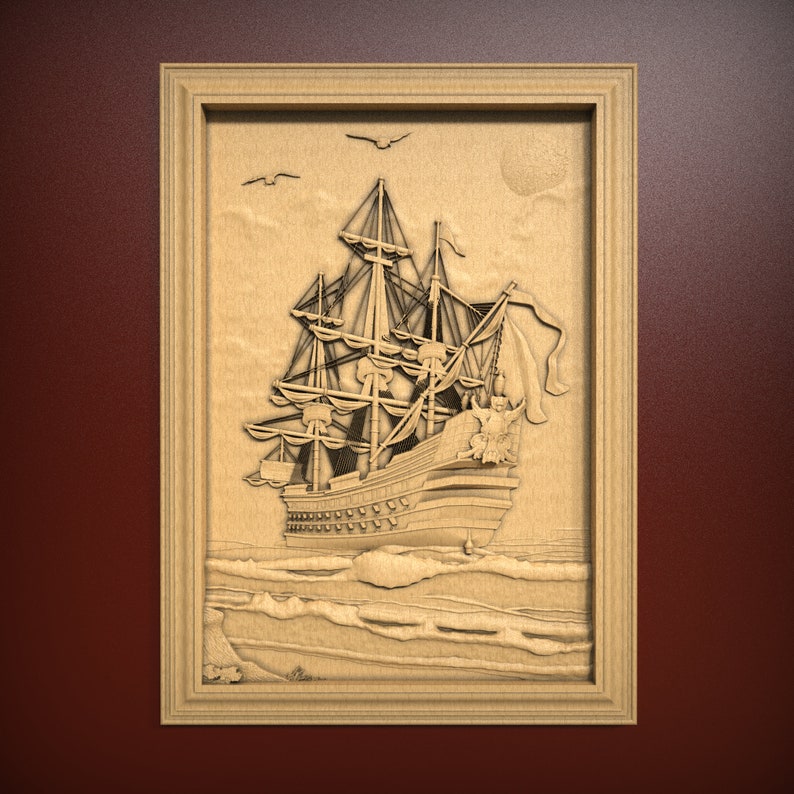 Old Ship, STL Relief File for CNC Router Carving, Engraving - Etsy