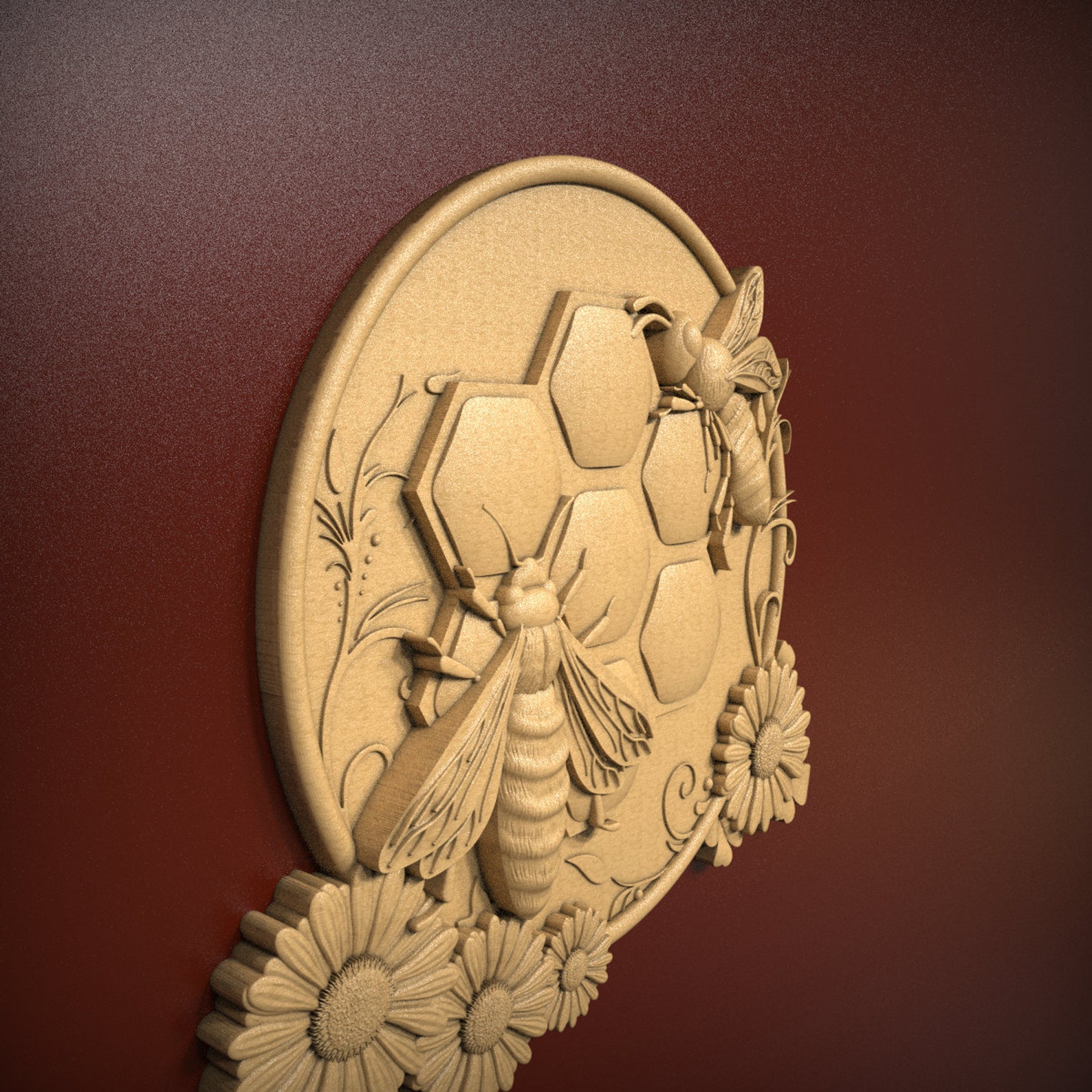 Honey Bees Wall Art, STL Relief File for CNC Router Carving, Engraving ...