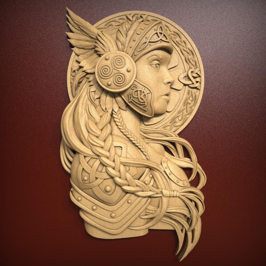 Viking Shield Maiden / Valkyrie 3D Relief STL File for CNC Router or 3D ...