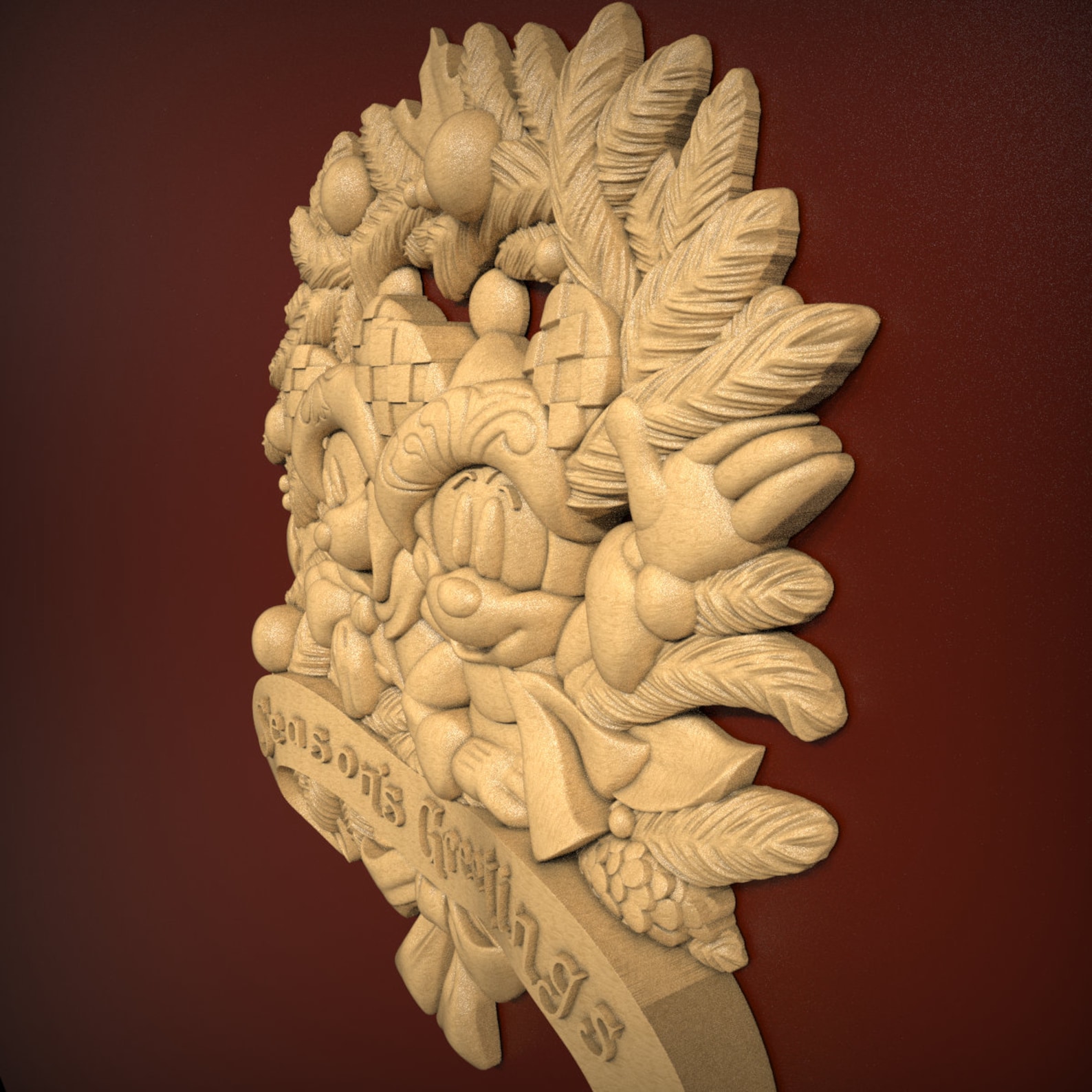 Season's Greetings Wall Art, 3D STL Relief File for CNC Router Carving ...