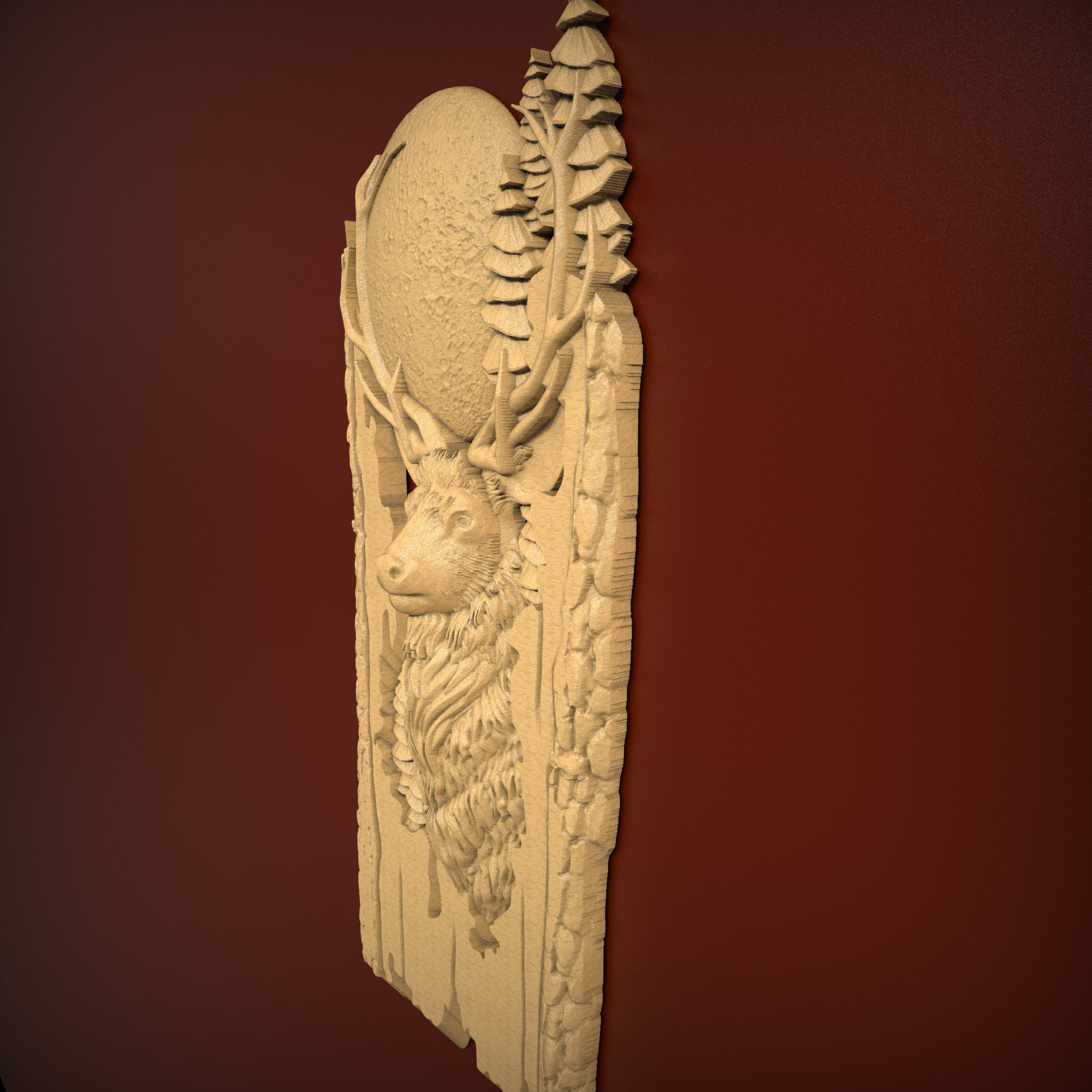 Deer and Moon, STL Relief File for CNC Router Carving, Engraving - Etsy