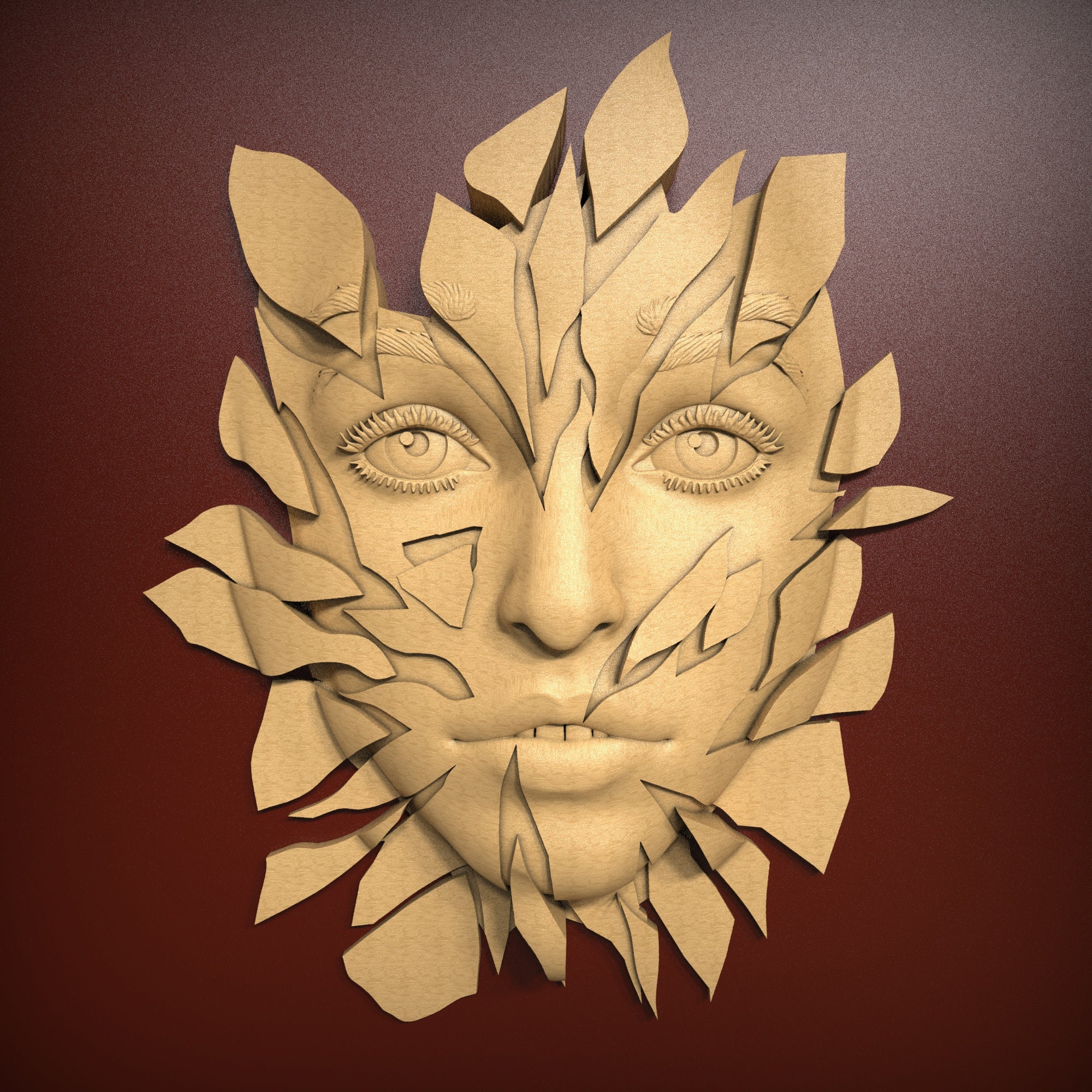 Shattered Face, STL Relief File for CNC Router Carving, Engraving or 3d ...