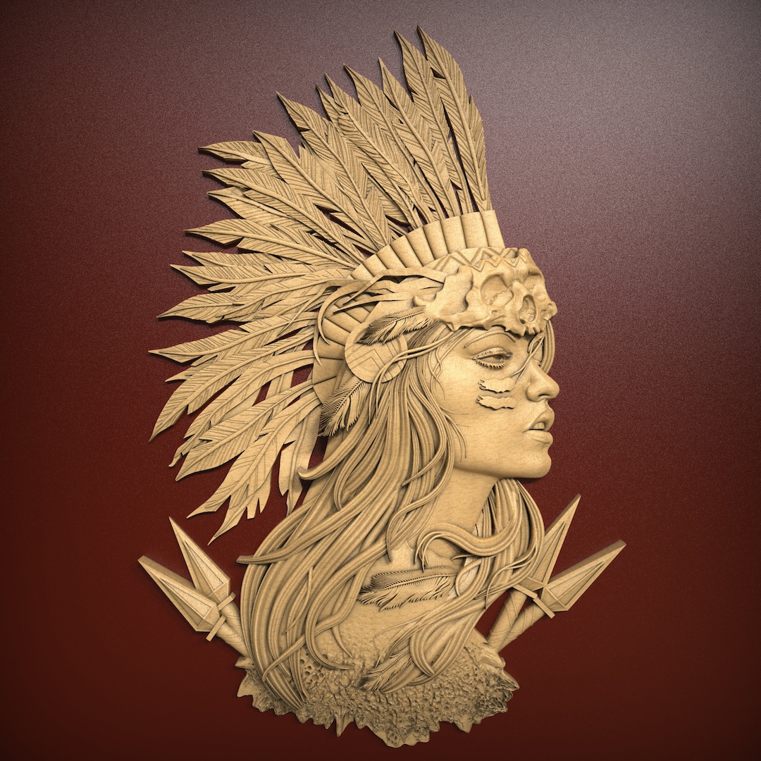 Indian Girl, STL Relief File for CNC Router Carving, Engraving - Etsy