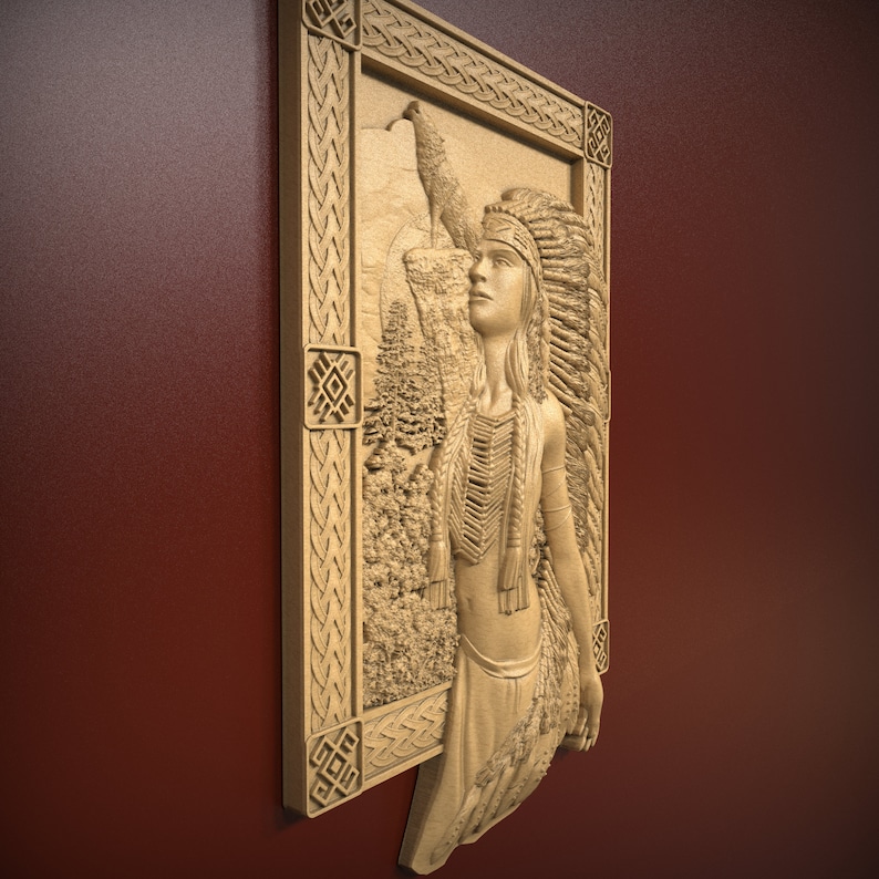 Native American Woman Wall Art, STL Relief File for CNC Router Carving ...
