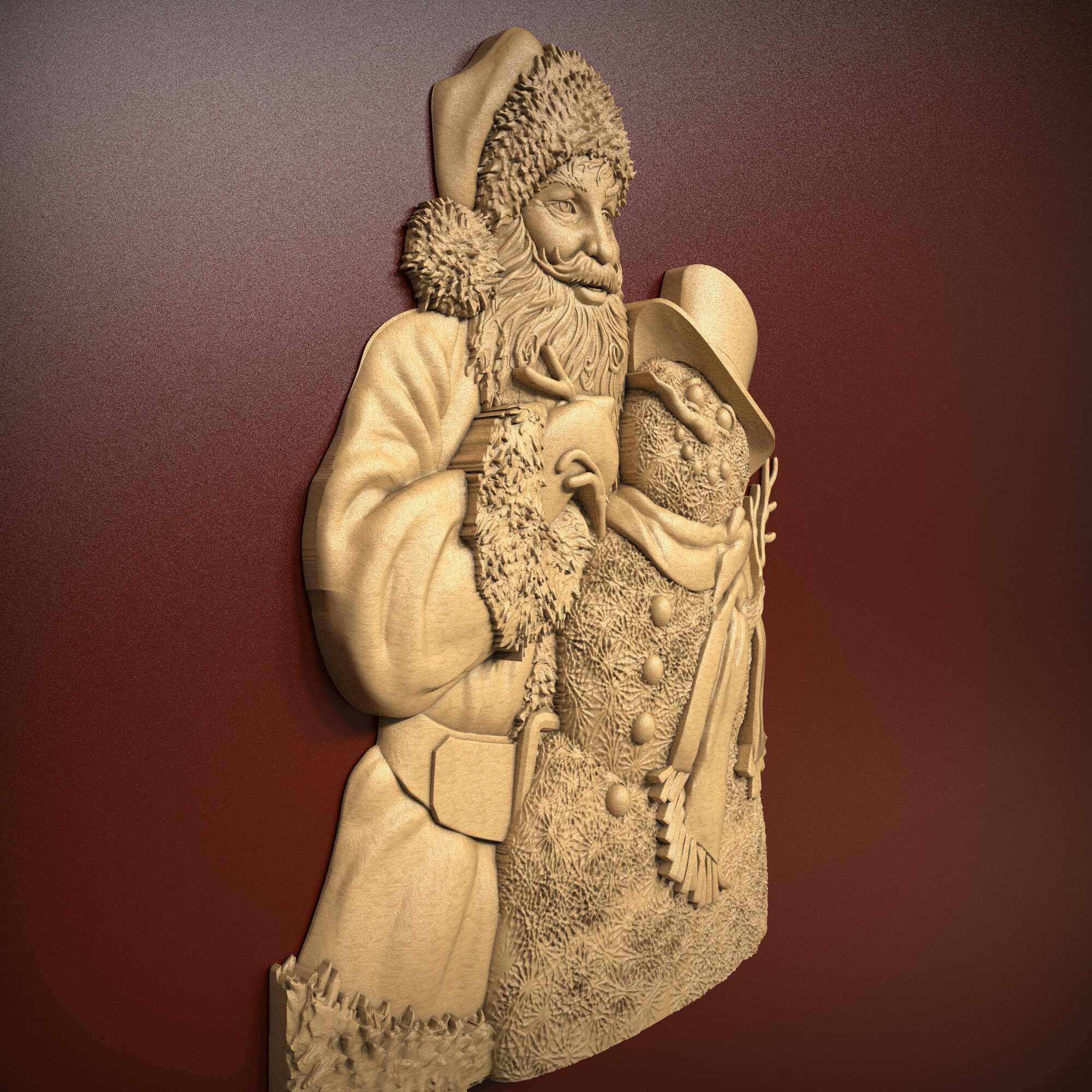 Santa With Snowman, STL Relief File for CNC Router Carving, Engraving ...