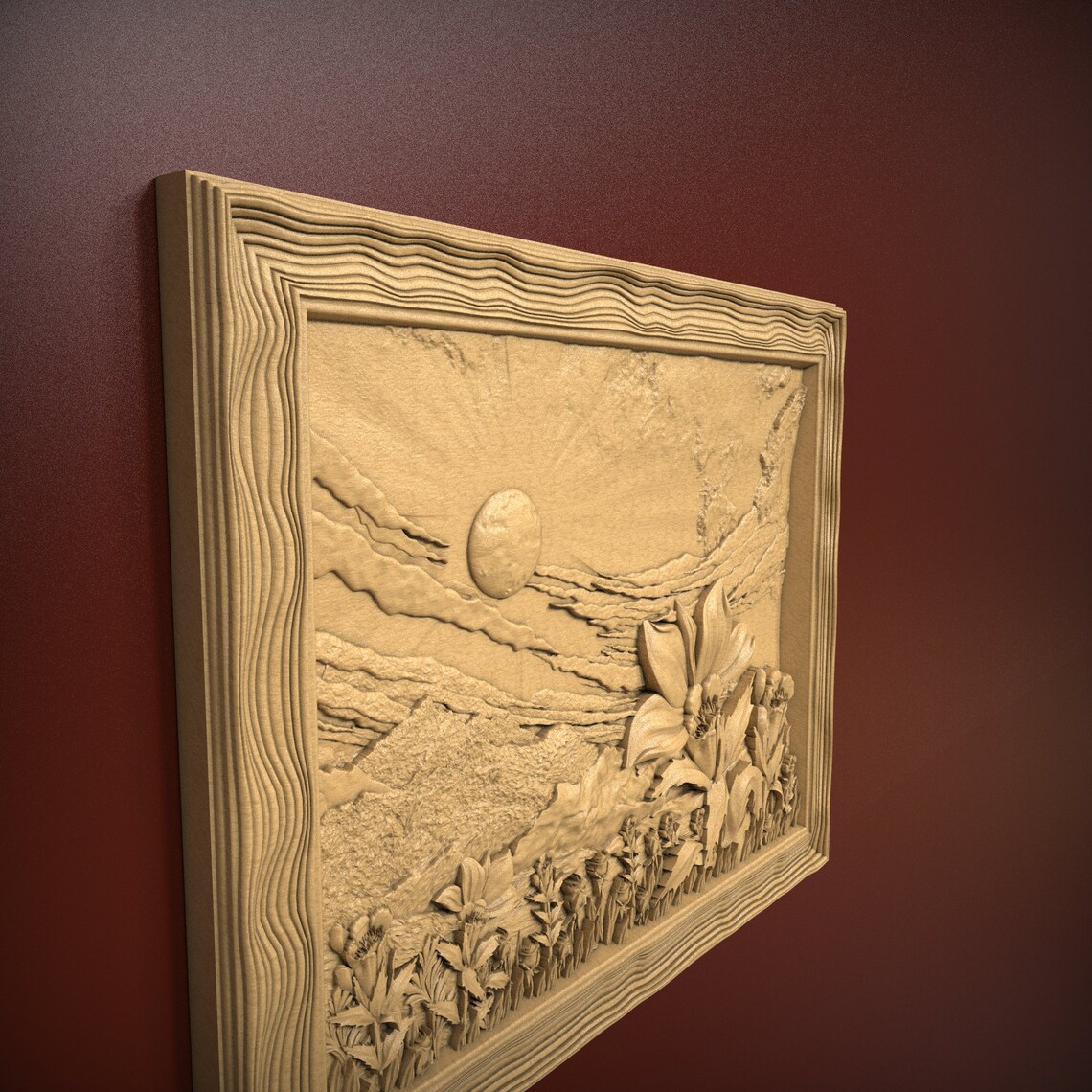 Summer Scene Wall Decor, STL Relief File for CNC Router Carving ...