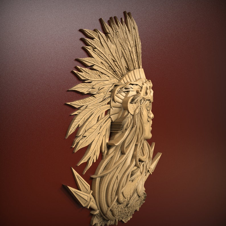 Indian Girl, STL Relief File for CNC Router Carving, Engraving - Etsy