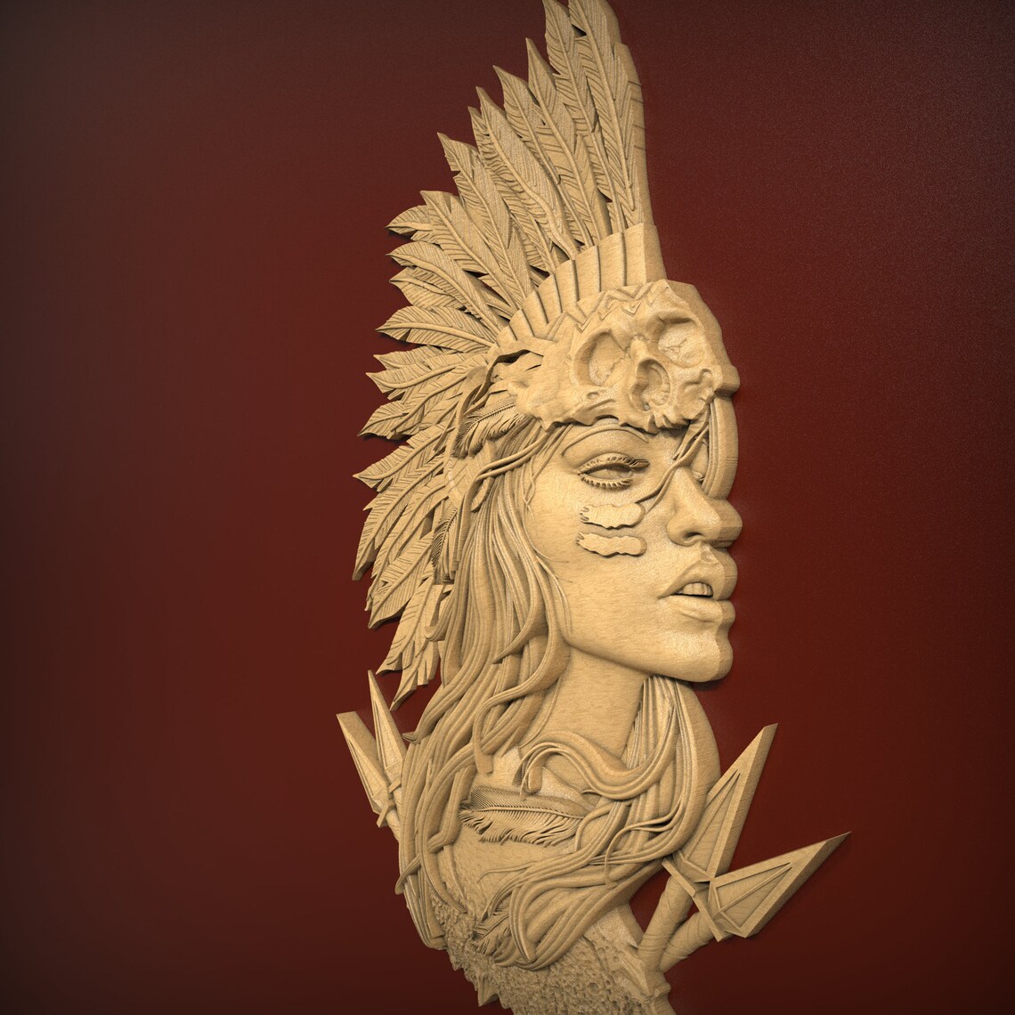Indian Girl, STL Relief File for CNC Router Carving, Engraving - Etsy