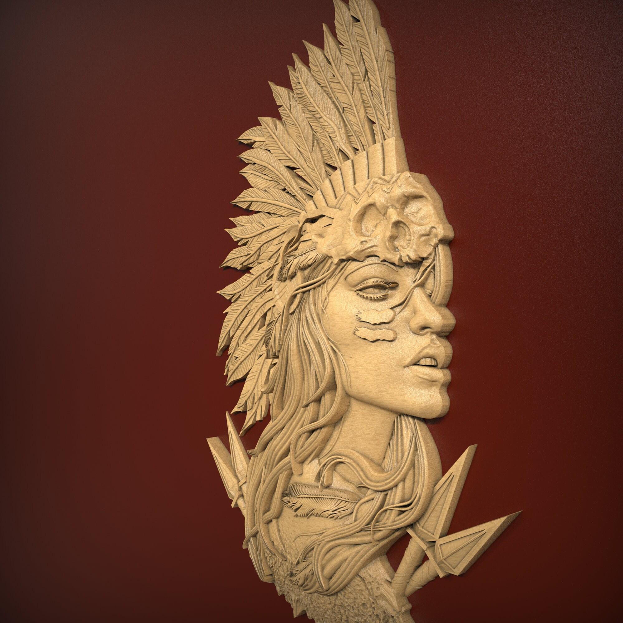 Indian Girl, STL Relief File for CNC Router Carving, Engraving - Etsy