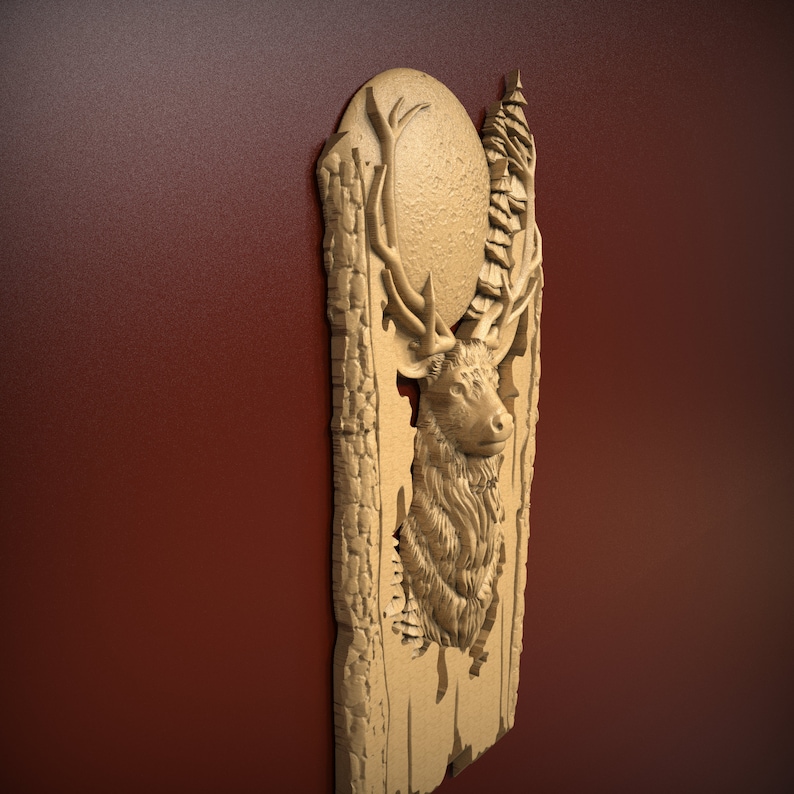 Deer and Moon, STL Relief File for CNC Router Carving, Engraving - Etsy