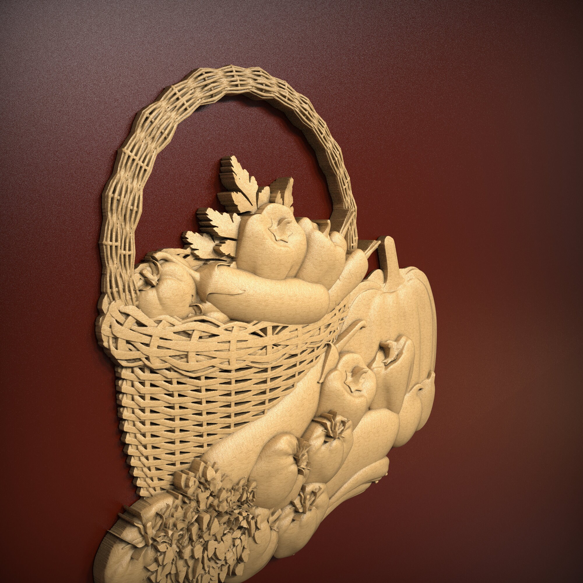 Fall Vegetable Basket, STL Relief File for CNC Router Carving ...
