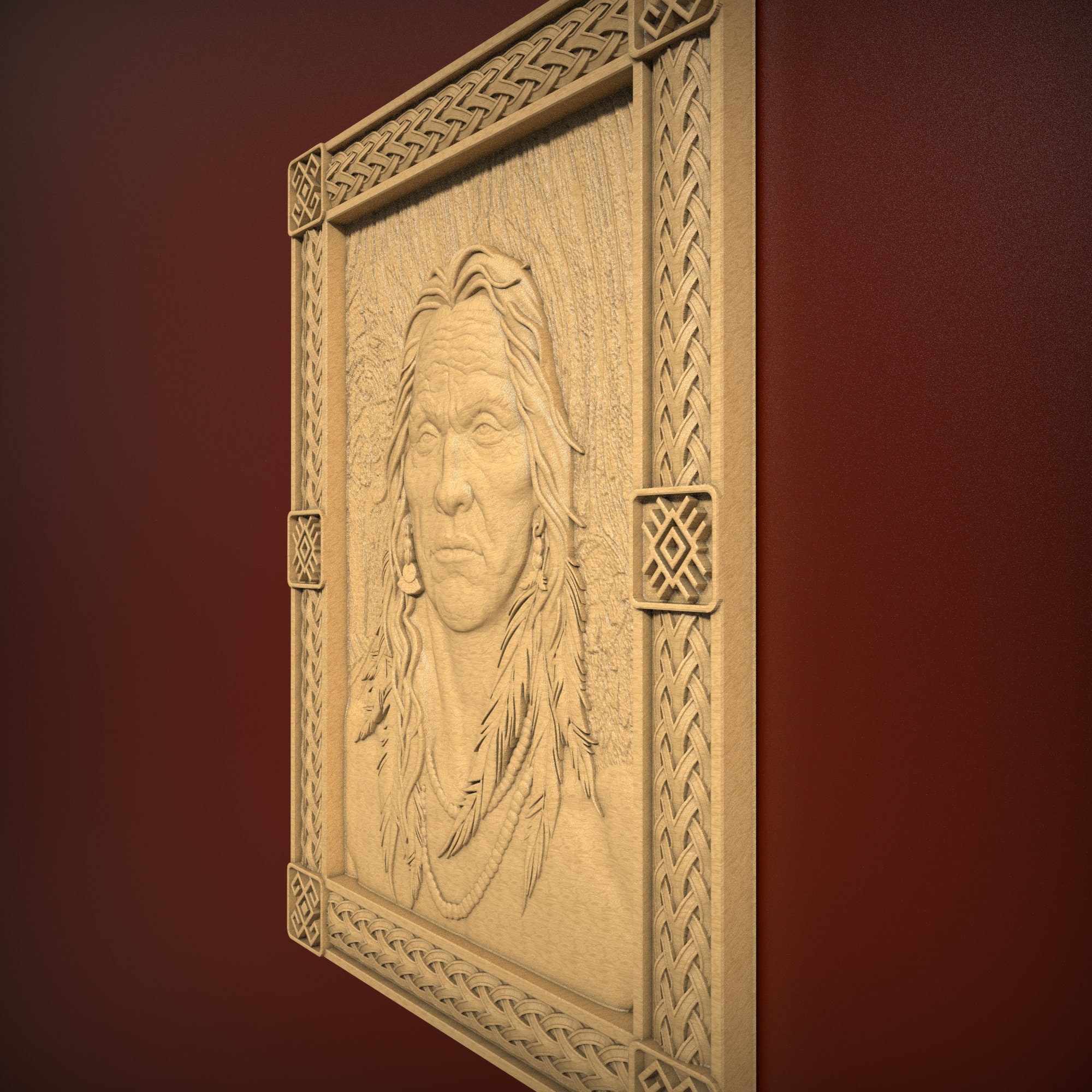 Native American Man, STL Relief File for CNC Router Carving, Engraving ...