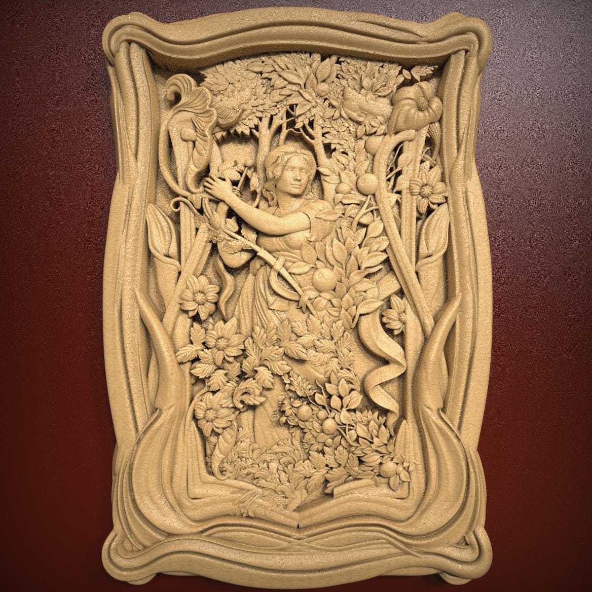 Woman in Orchard, STL Relief File for CNC Router Carving, Engraving - Etsy