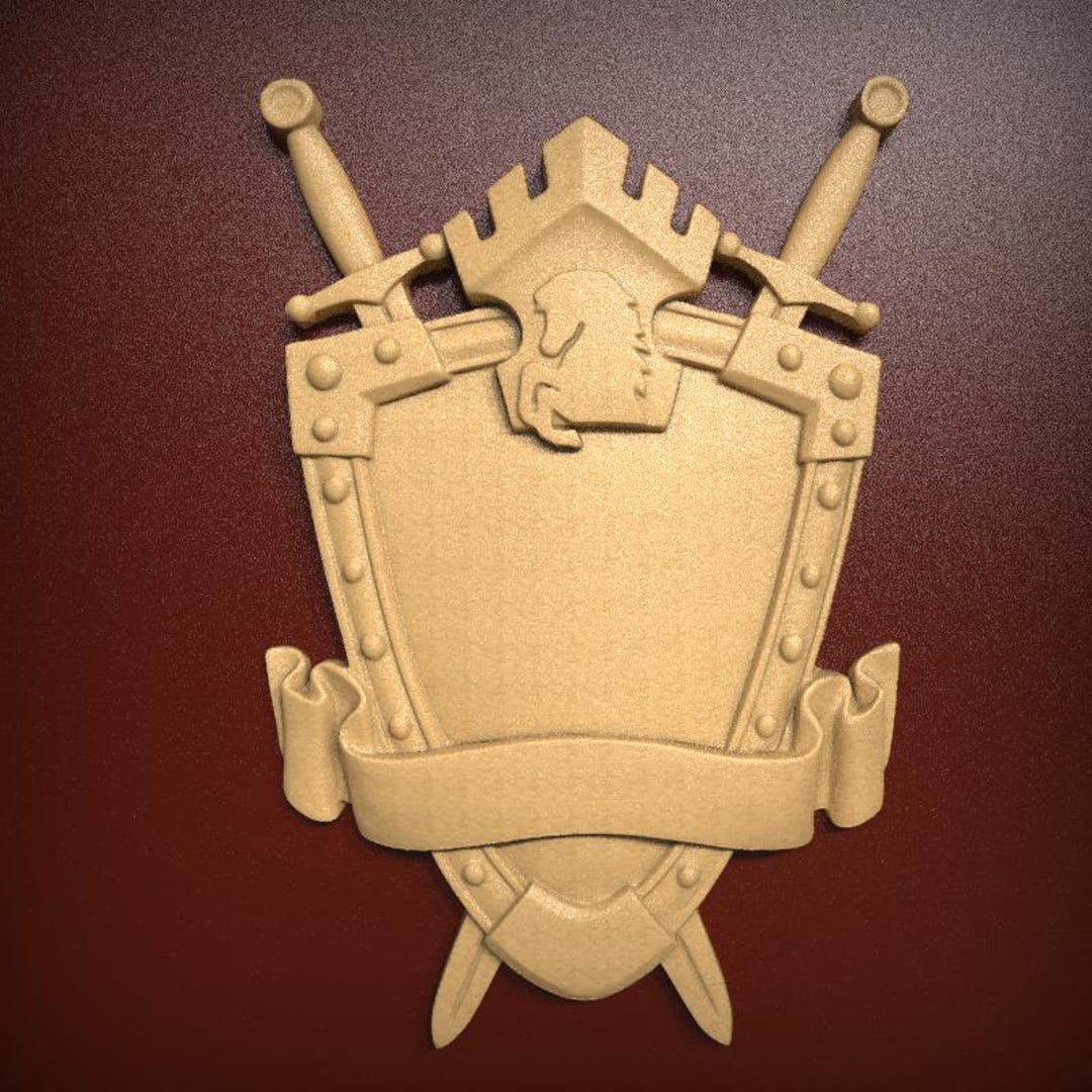 Intricate Medieval Knight Shield Swords Crest Banner Heraldry Wall Art ...